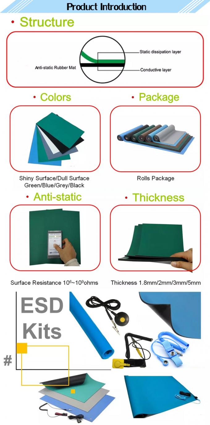 ESD Grounding Rubber Mat Workbench Table Top Antistatic Mat
