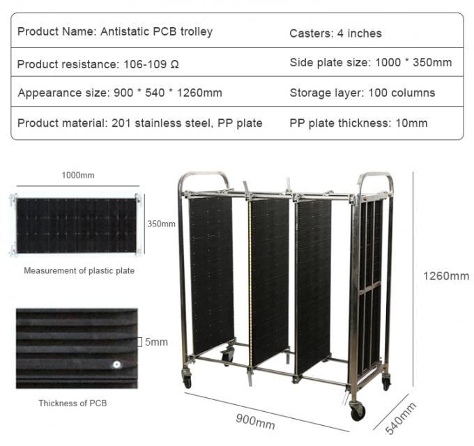 ESD PCB Handling Cart Antistatic PCB Turnover Trolley
