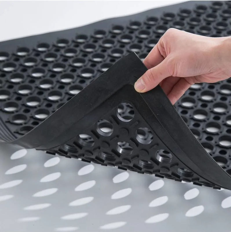 Black Anti Fatigue Mat with Holes for Work Place or Factory