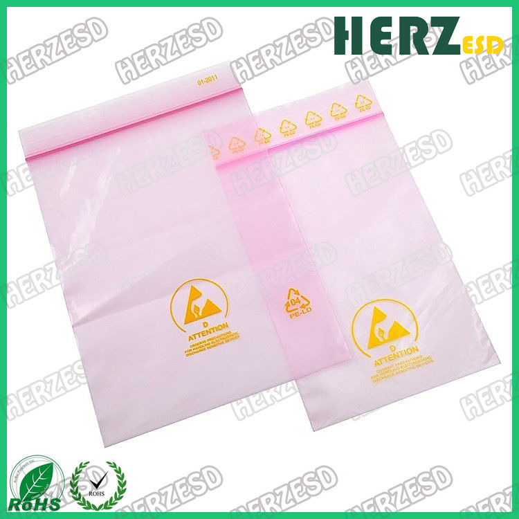 PE Film Material ESD Shielding Bags , Pink ESD Bags Thickness 0.075mm