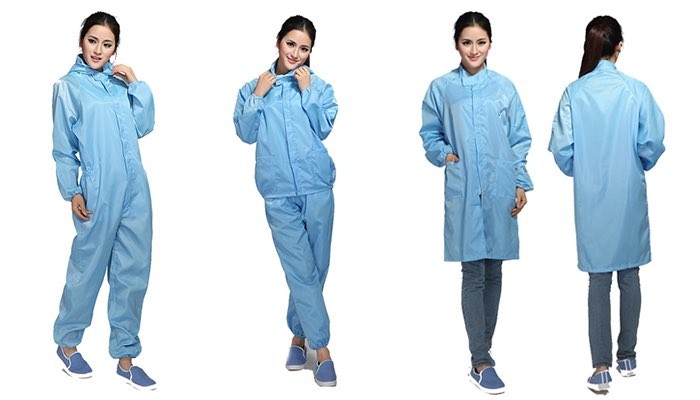 ESD Cleanroom Smock Jumpsuit Uniform Workwear Labcoat Protective Coverall Antistatic Lab Coats ...