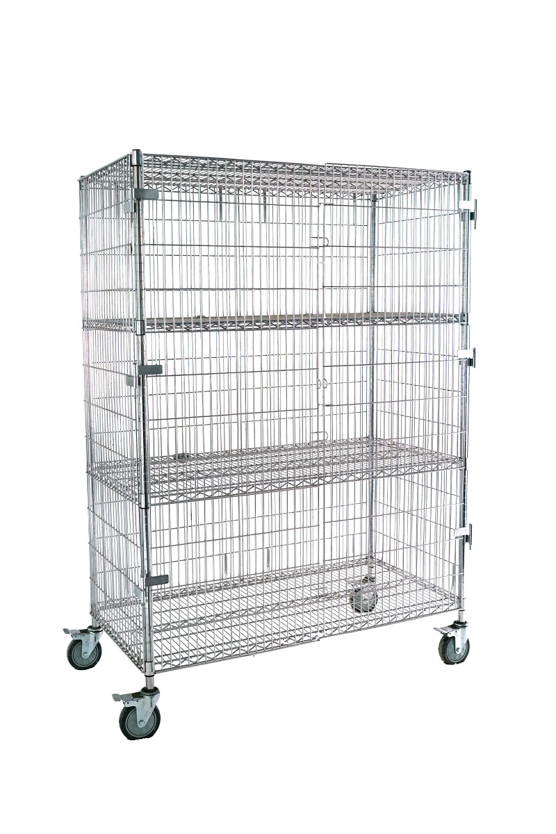 Customized ESD Storage 4 Layers Shelf Trolley Wire Mesh Shelving Cart