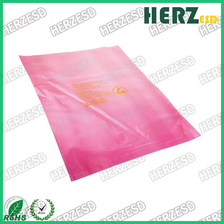 PE Film Material ESD Shielding Bags , Pink ESD Bags Thickness 0.075mm