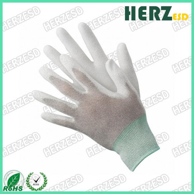 Electronic Workshop ESD Safe Gloves , Anti Static Work Gloves PU Finger ...