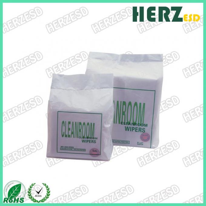 White Color Clean Room Wipes , Cleanroom Polyester Wipes Class 100 OEM ...