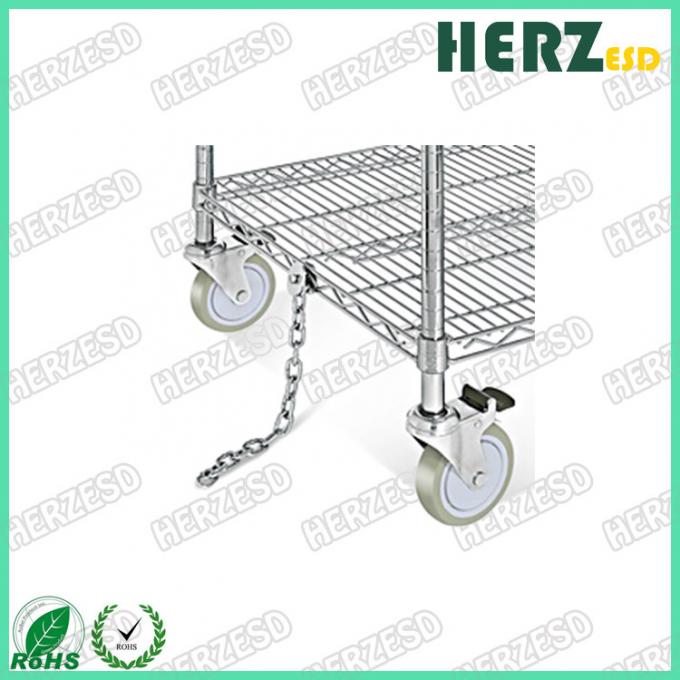 Anti Static Stainless Steel Rack With Wheels ESD Wire Shelf Rack