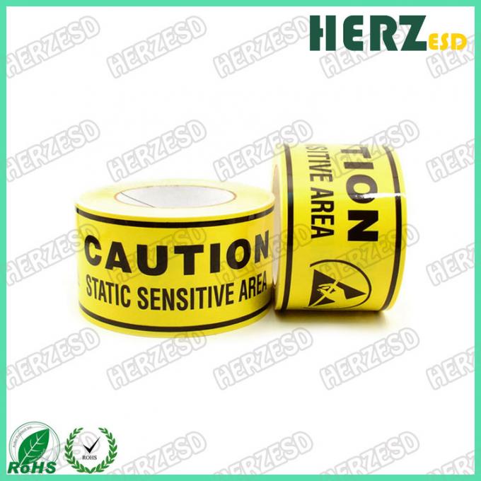 PVC / PE Material ESD Warning Tape / ESD Caution Tape Yellow Color With ...